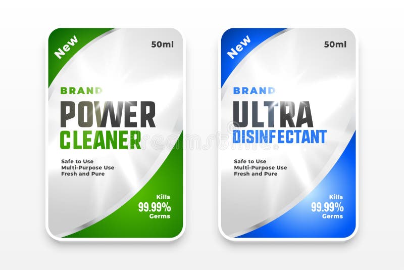 Disinfectant and Cleaner Labels Template Design Concept Stock Vector ...