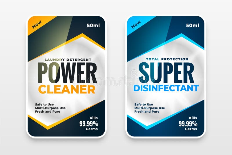 Disinfectant and Cleaner Labels Template Design Concept Stock Vector ...