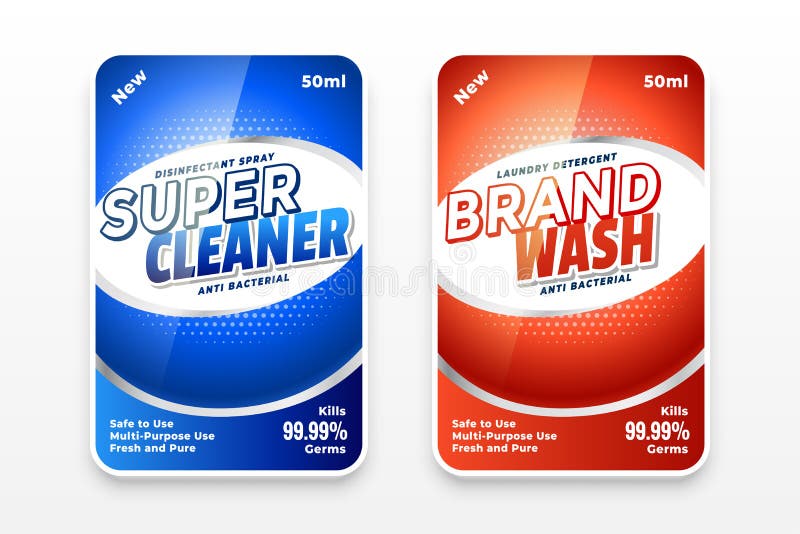 Detergent Cleaner and Disinfectant Labels Set of Two Stock Vector ...