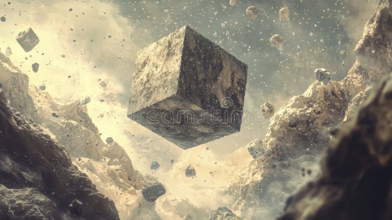 Disintegrating Cube Particles in Cosmic Space Digital Art Surreal ...