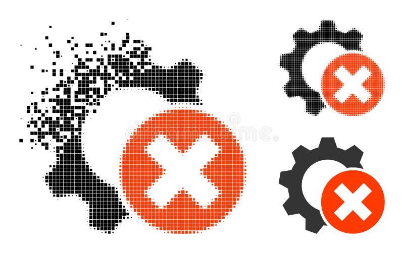 Disintegrating Dot Delete Settings Gear Icon with Halftone Version ...