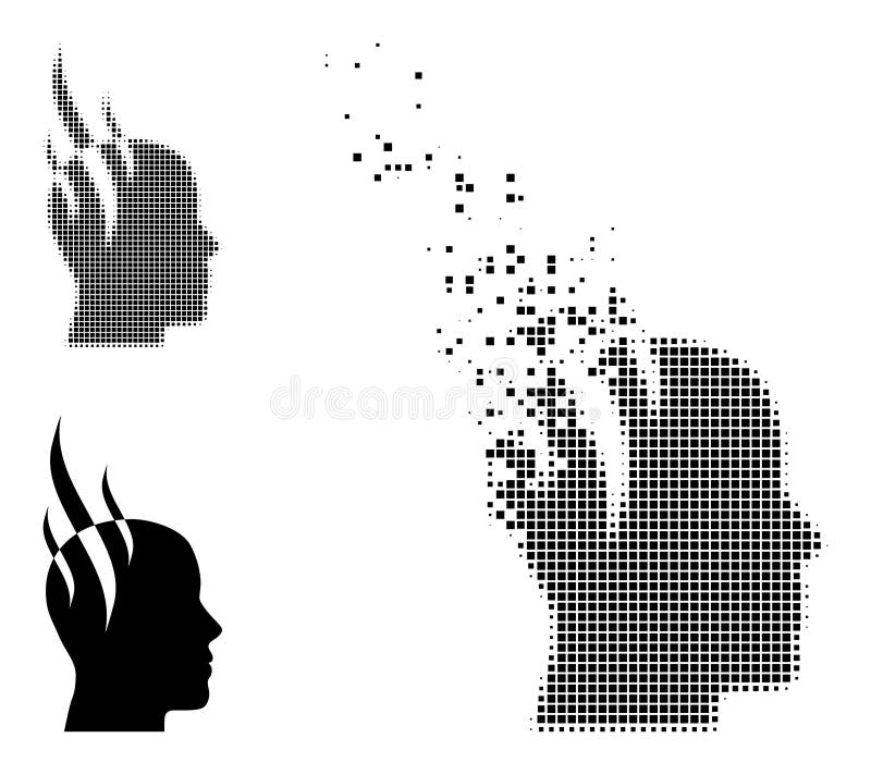 Disintegrating Dot and Original Brain Steam Icon Stock Vector ...