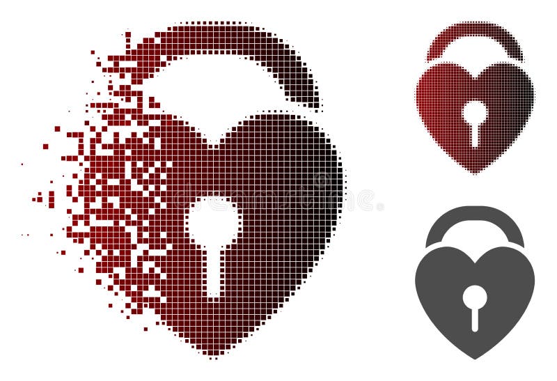Disintegrating Dotted Halftone Love Heart Lock Icon Stock Vector ... Disintegrating Dotted Halftone Love Heart Lock Icon Stock Vector ...