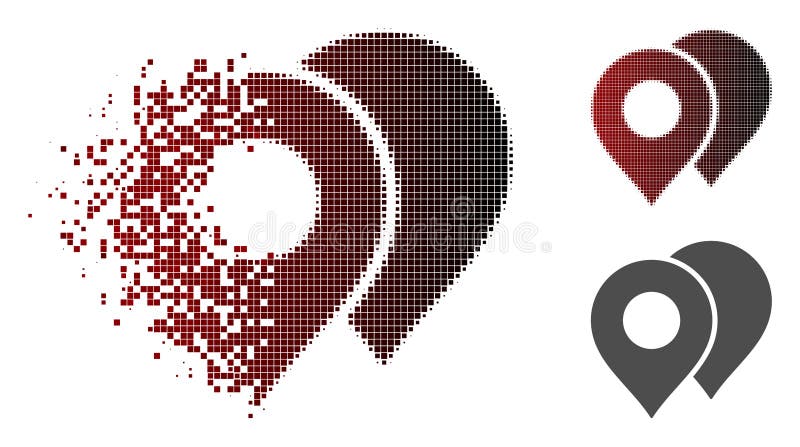 Disintegrating Dotted Halftone Map Markers Icon Stock Vector ...