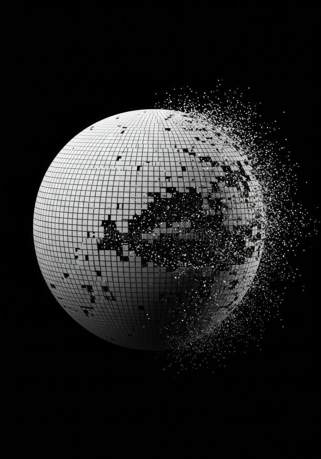 Disintegrating Grey Sphere Digital Art Stock Illustration ...
