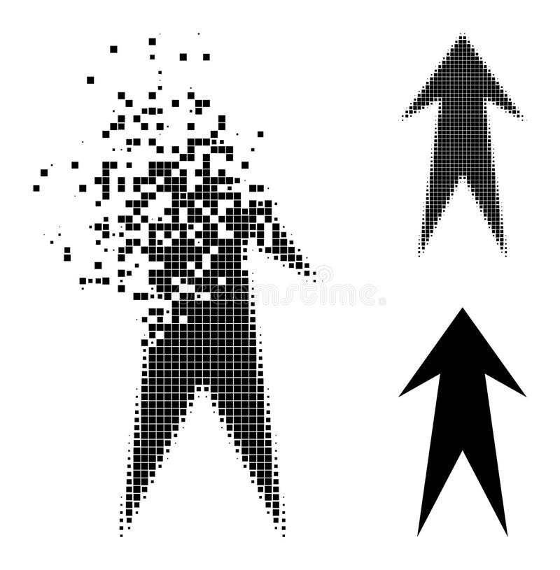 Disintegrating and Halftone Dot Arrow Up Glyph Stock Vector ...