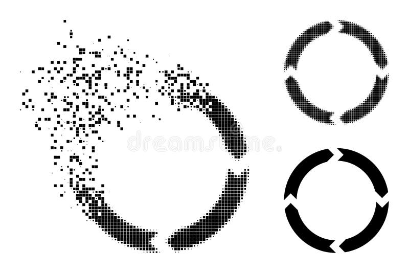 Disintegrating and Halftone Pixel Rotation Icon Stock Vector ...