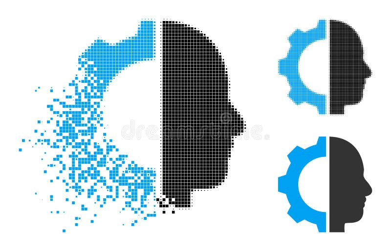 Disintegrating and Halftone Pixelated Cyborg Gear Icon Stock Vector ... Disintegrating and Halftone Pixelated Cyborg Gear Icon Stock Vector ...