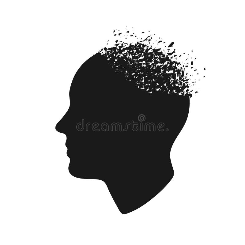 Disintegrating Human Head Silhouette Symbolizing Memory Loss Stock ...
