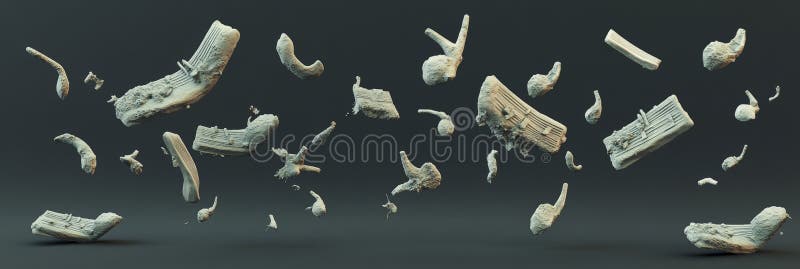 Disintegrating Musical Notes and Staffs in Mid-air Stock Illustration ...