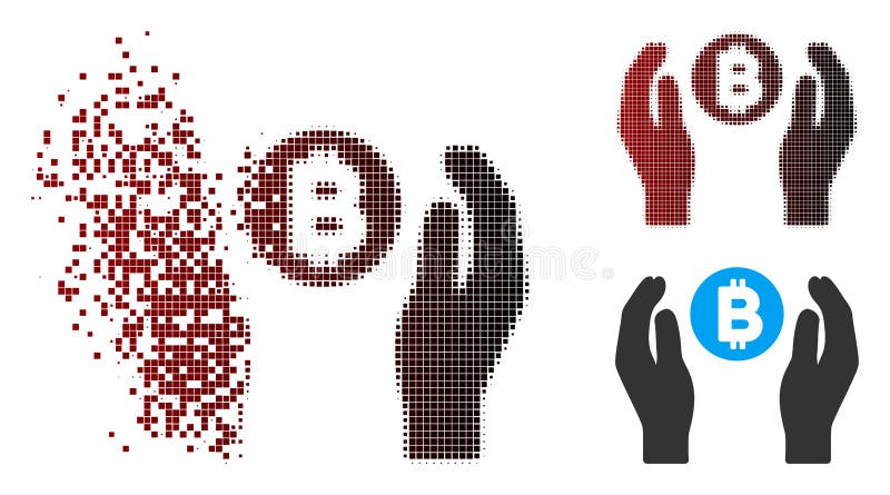 Disintegrating Pixel Halftone Bitcoin Care Hands Icon Stock Vector ... Disintegrating Pixel Halftone Bitcoin Care Hands Icon Stock Vector ...