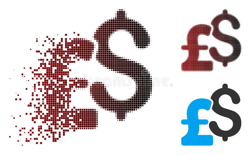 Disintegrating Pixel Halftone Dollar and Pound Currency Icon Stock ... Disintegrating Pixel Halftone Dollar and Pound Currency Icon Stock ...