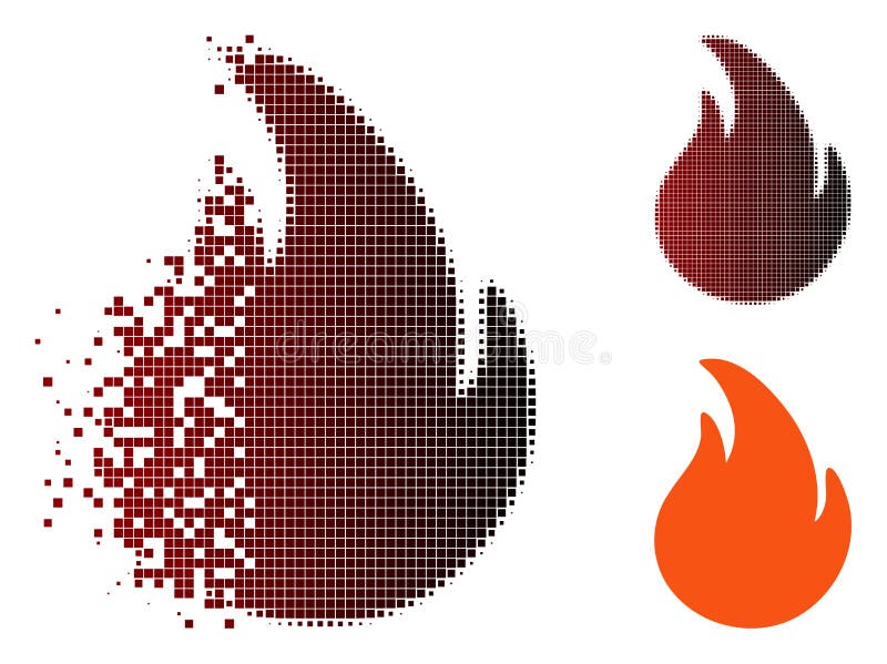 Disintegrating Pixel Halftone Fire Icon Stock Vector - Illustration of ...