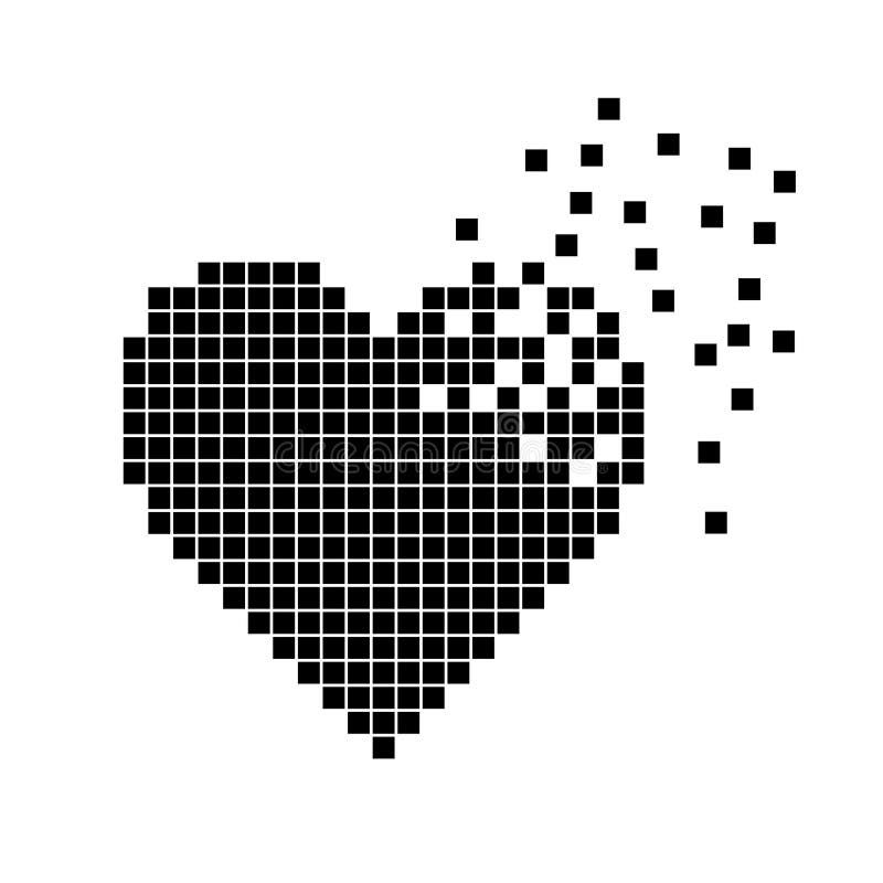 Disintegrating pixel heart stock vector. Illustration of style - 240374500