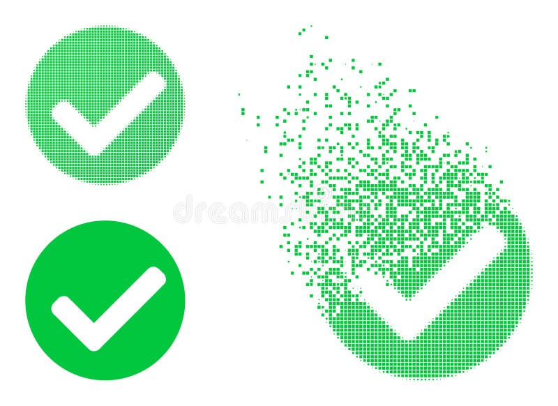 Disintegrating Pixel and Original Yes Mark Icon Stock Vector ...
