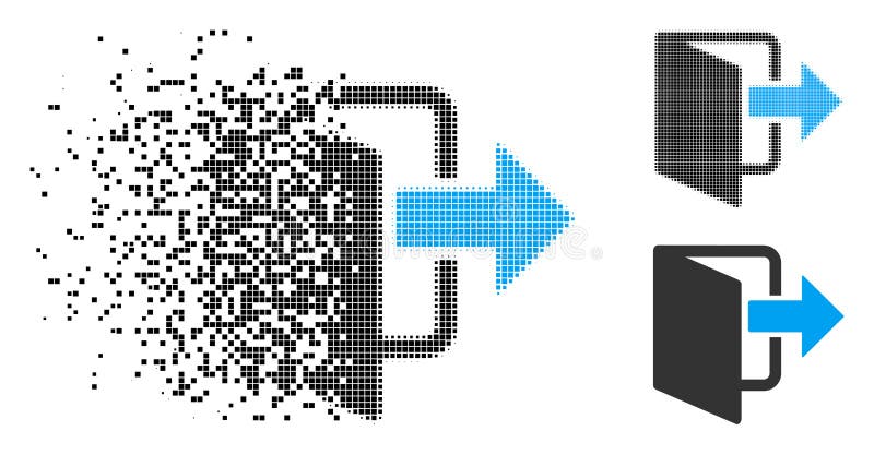 Disintegrating Pixelated Halftone Exit Door Icon Stock Vector ...
