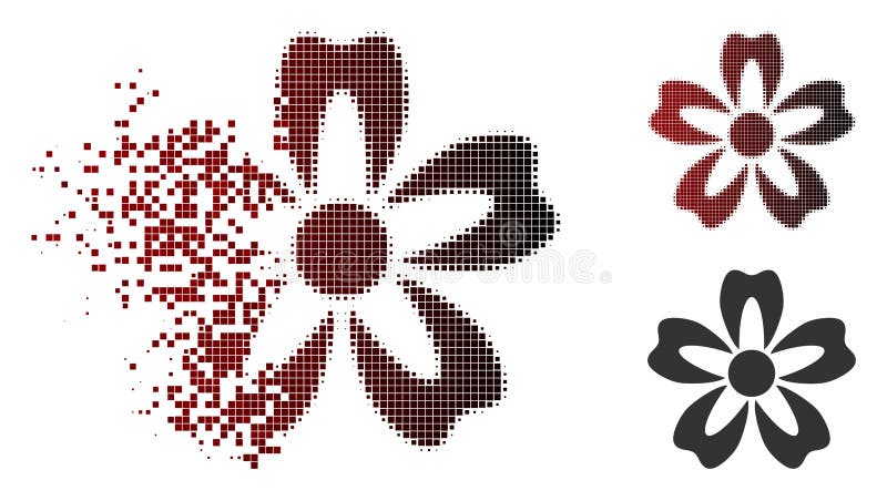 Disintegrating Pixelated Halftone Flower Icon Stock Vector ...