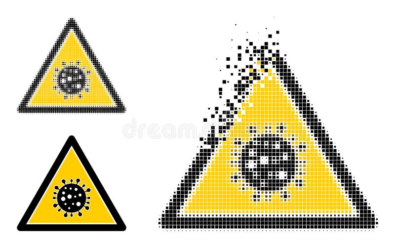 Destructed Pixelated Virus Danger Icon with Halftone Version Stock ...