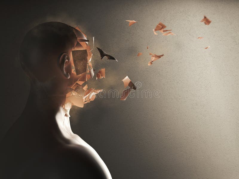 Disintegration of the Soul. 3D Rendering Stock Image - Image of flowing ...