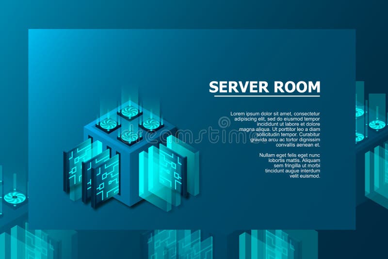Mainframe, Powered Server, Data Center, Cloud Data Storage Isometric ...
