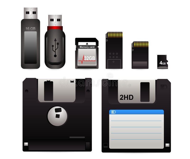 Digital Data Devices Isolated on White Stock Image - Image of card ...