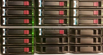 Disk Array Mounted Horizontally in a Server Rack Stock Image - Image of ...