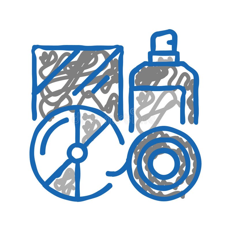 Disk and Bottle Plastic Waste Icon Doodle Illustration Stock Vector ...