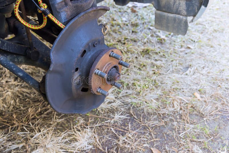 Disk Brake on Car, in Process of New Disc Brake Replacement Stock Photo ...