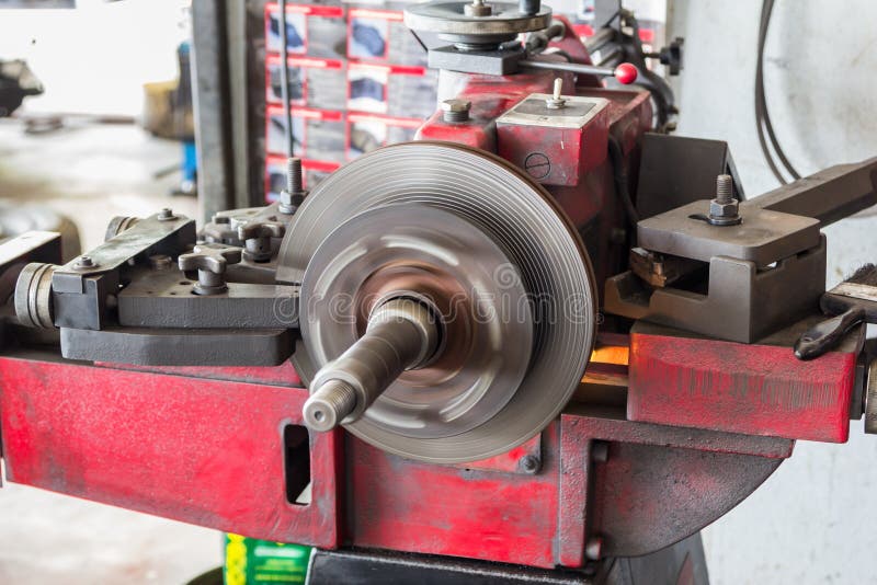 Disk Brake Machine Working To Rebuild Surface Stock Photo - Image of ...