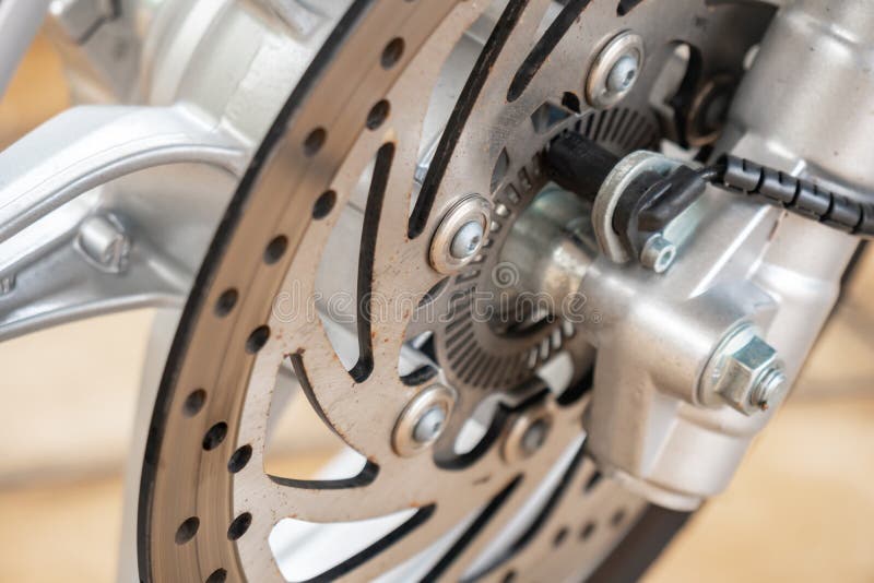 Disk Brake System on a Motorcycle, Close Up Stock Photo - Image of ...