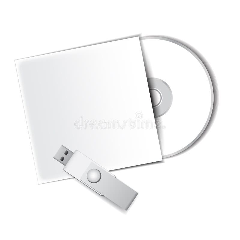 Disk with flash, mockup stock illustration. Illustration of template ...