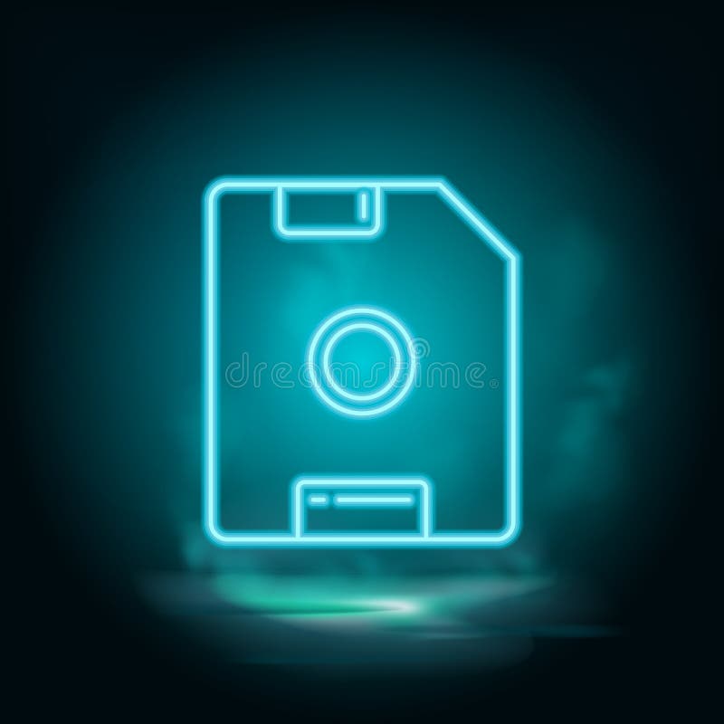 Disk , Floppy Vector Blue Neon Icon Stock Illustration - Illustration ...