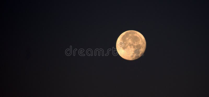Disk Full Moon Close Up in the Dark Night Sky. Stock Image - Image of ...