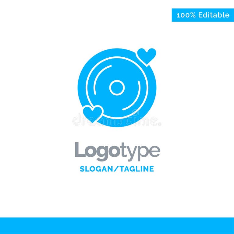 Disk, Love, Heart, Wedding Blue Solid Logo Template. Place for Tagline ...
