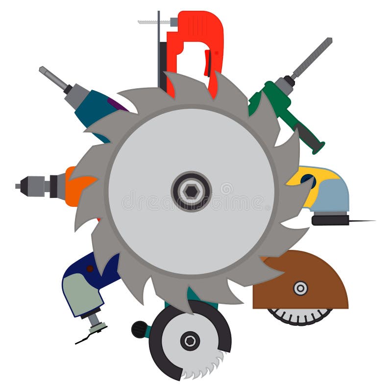 A Set of Construction Power Tools for Repairing and Round Circular Saw ...