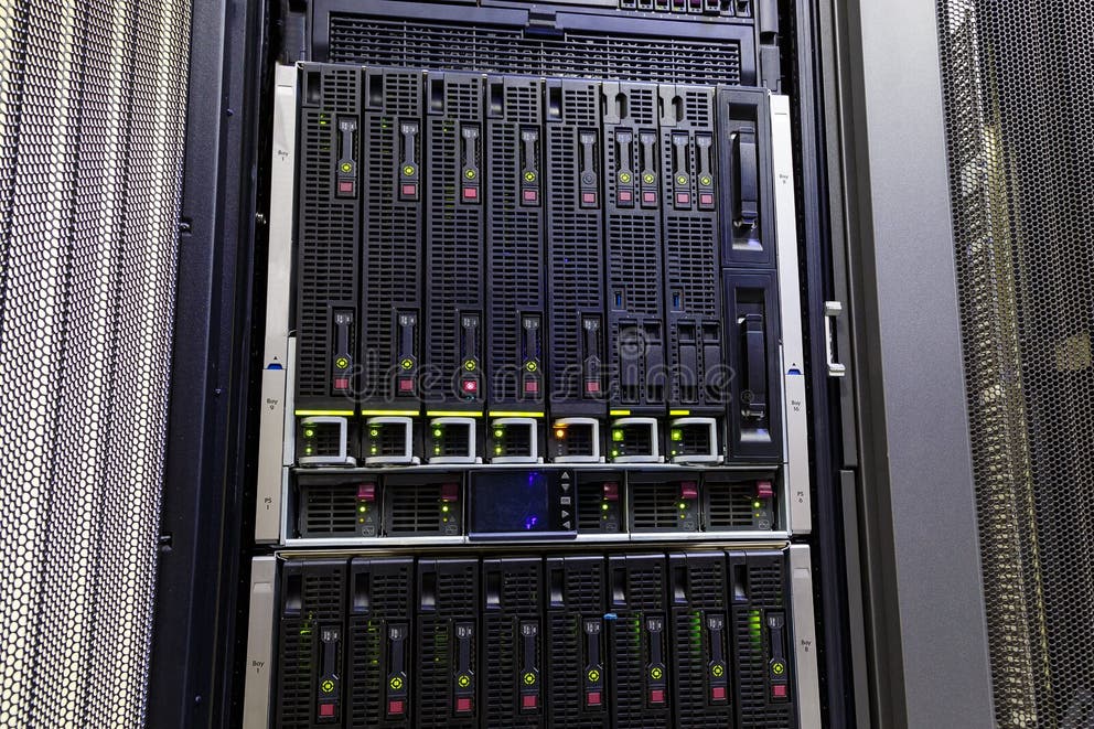 Disk Storage Blades in Mainframe Server Room Stock Photo - Image of ...