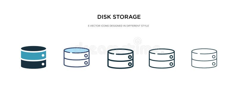 Disk Storage Icon in Different Style Vector Illustration. Two Colored ...