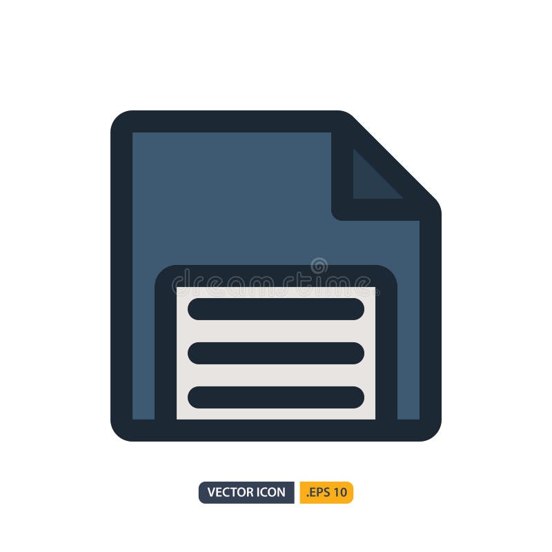 Diskatte Icon in Outline Color Style Isolated on White Background. for ...