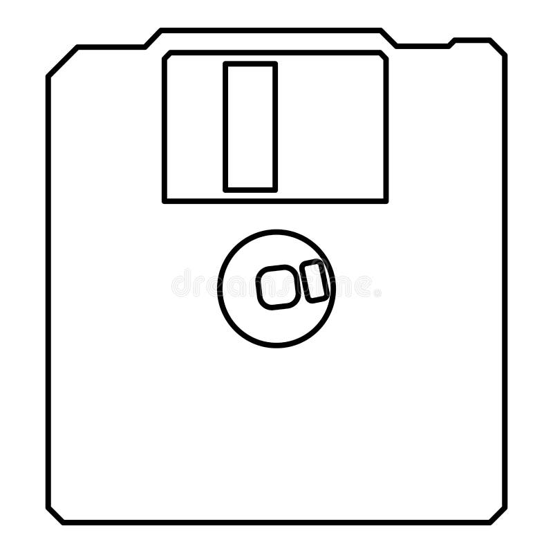 Diskette Floppy Disk Storage Concept Contour Outline Icon Black Color ...