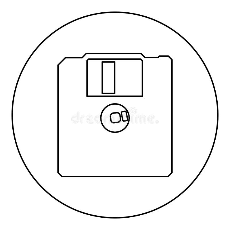 Diskette Floppy Disk Storage Concept Icon in Circle Round Black Color ...