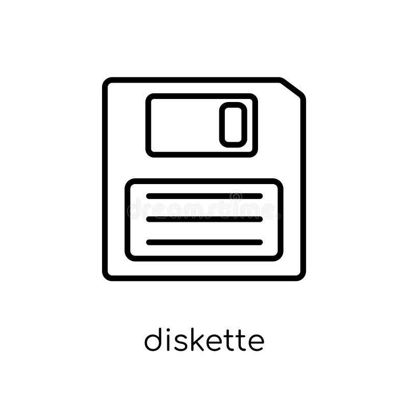 Diskette Icon Vector Isolated on White Background, Diskette Sign , Line ...