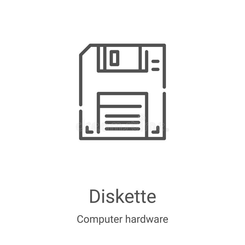 Diskette Icon Vector from Computer Hardware Collection. Thin Line ...