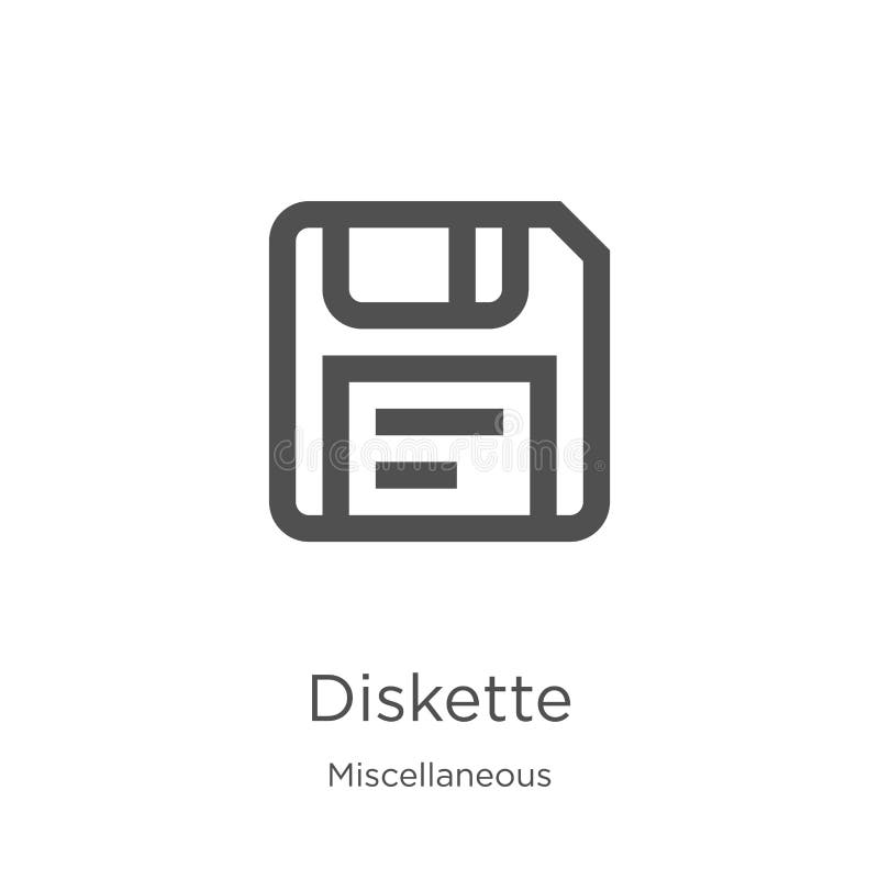 Diskette Icon Vector from Miscellaneous Collection. Thin Line Diskette ...