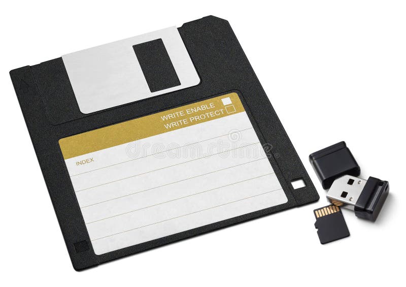 Diskette, Small USB Flash Memory and Flash Card. on a White Back Stock ...