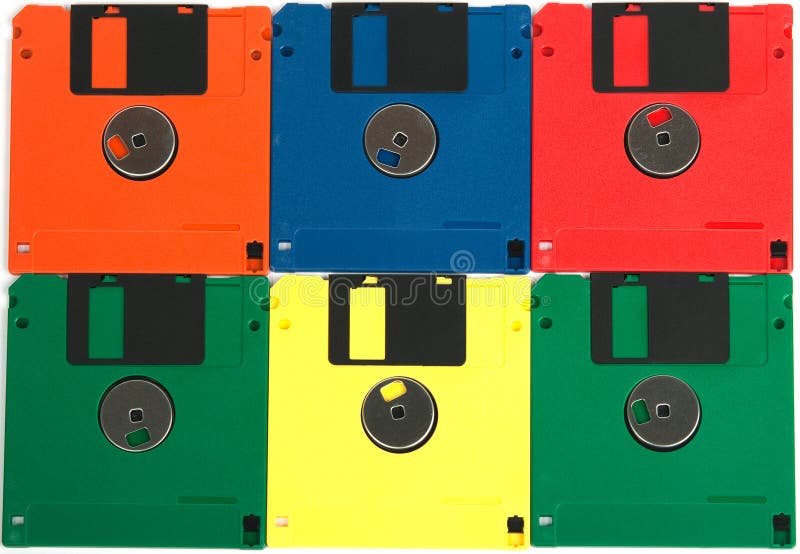 Disketten in Verschiedenen Farben Stockfoto - Bild von büro, puder ...
