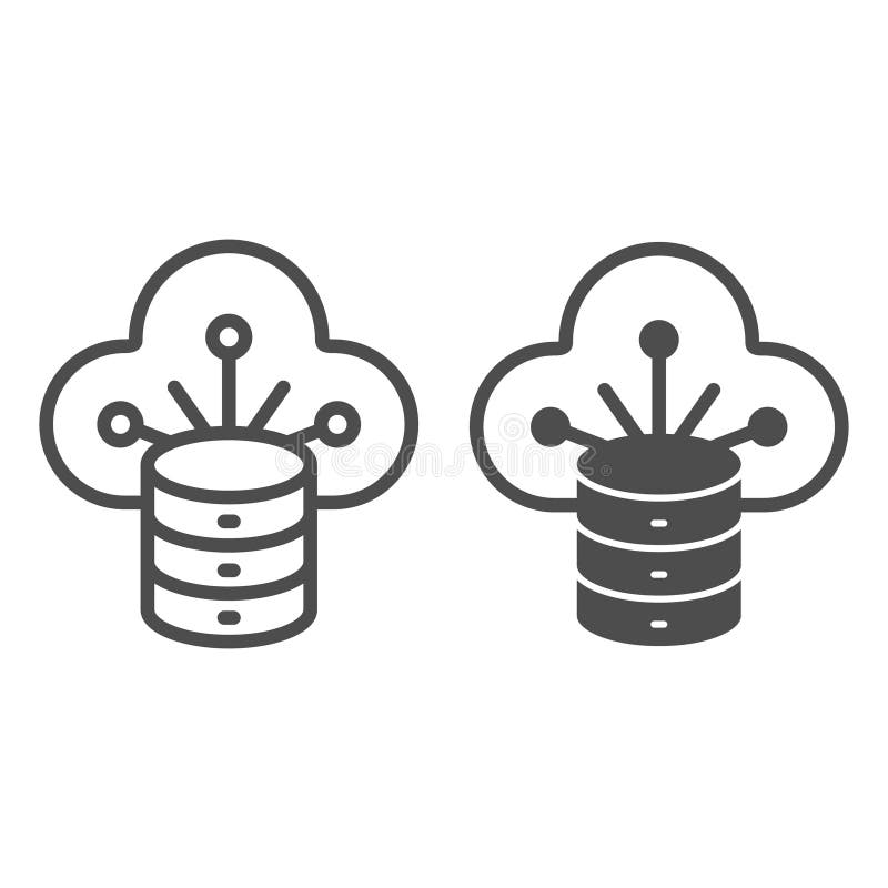 Disks Array Cloud Storing Line And Solid Icon Data Sharing Concept Vector Graphics Stock