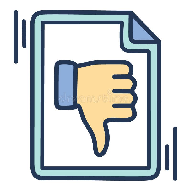 Dislike Document Icon Illustration. Colorful Vector Icon of a Thumbs ...