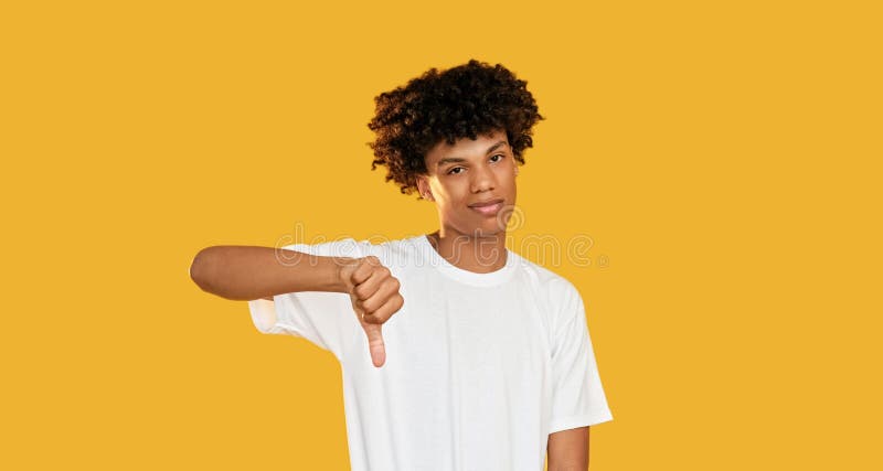 Dislike Gesture Negative Feedback Guy Thumb Down Stock Photo - Image of ...