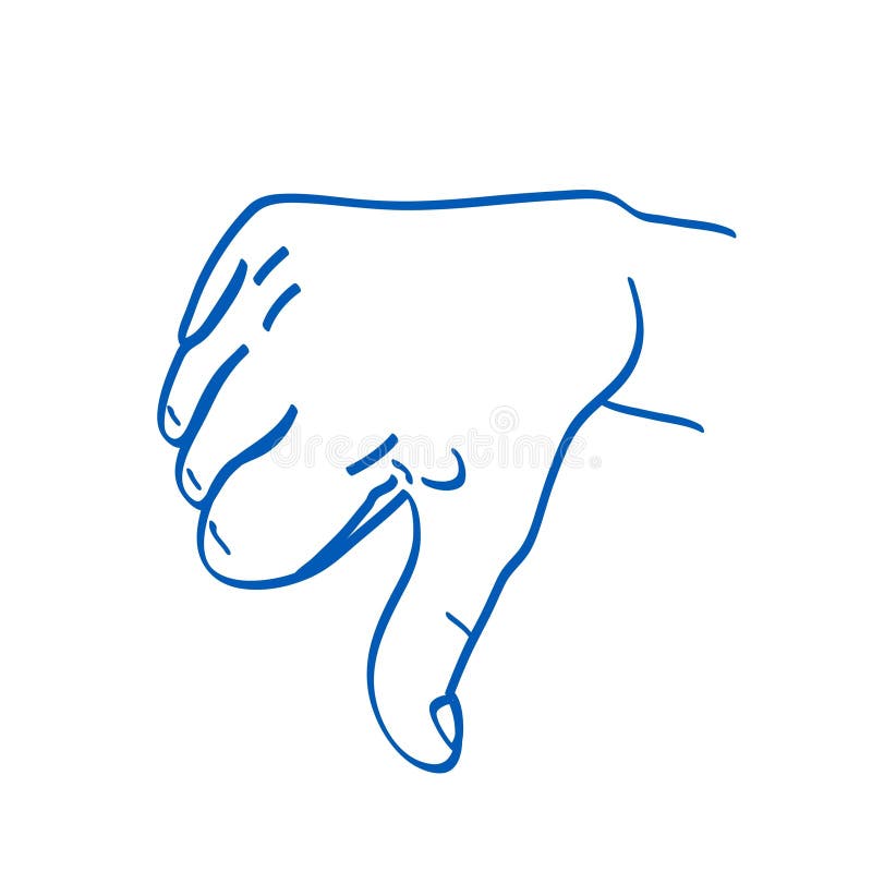 Dislike Sign. Hand Gesture Vector Sketch Illustration Stock Vector ...