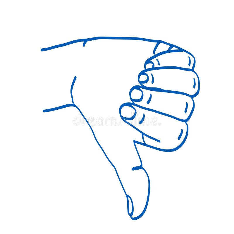 Dislike Sign. Hand Gesture Vector Sketch Illustration Stock Vector ...